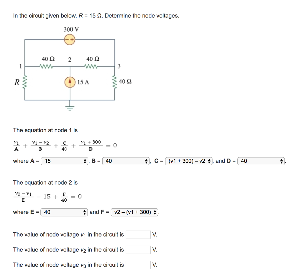 Solved The value of node voltage in the circuit is The value | Chegg.com