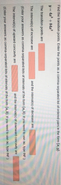Solved Find the transition points Enter the points as a | Chegg.com