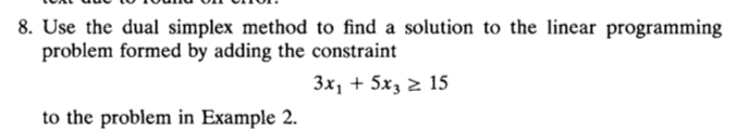 Solved 8. Use the dual simplex method to find a solution to | Chegg.com