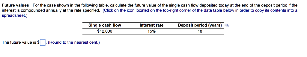 Solved: Future Values For The Case Shown In The Following ... | Chegg.com