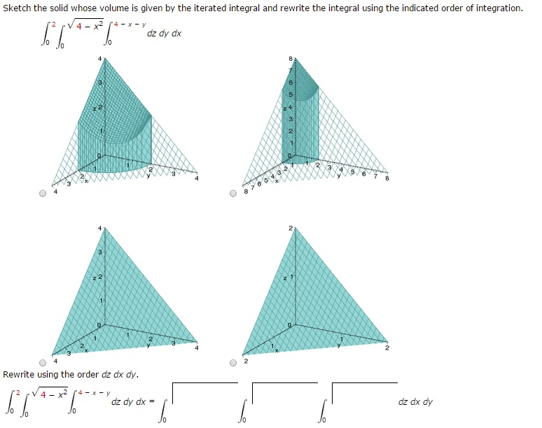 Solved Sketch the solid whose volume is given by the | Chegg.com