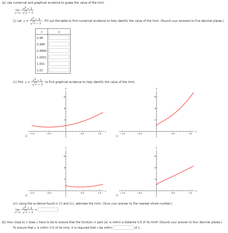 Solved (a) Use numerical and graphical evidence to guess the | Chegg.com