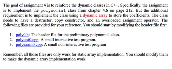 Solved The goal of assignment 4 is to reinforce the dynamic | Chegg.com