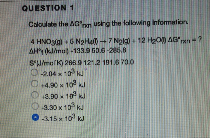 Calculate the Delta G degree_rxn using the following | Chegg.com