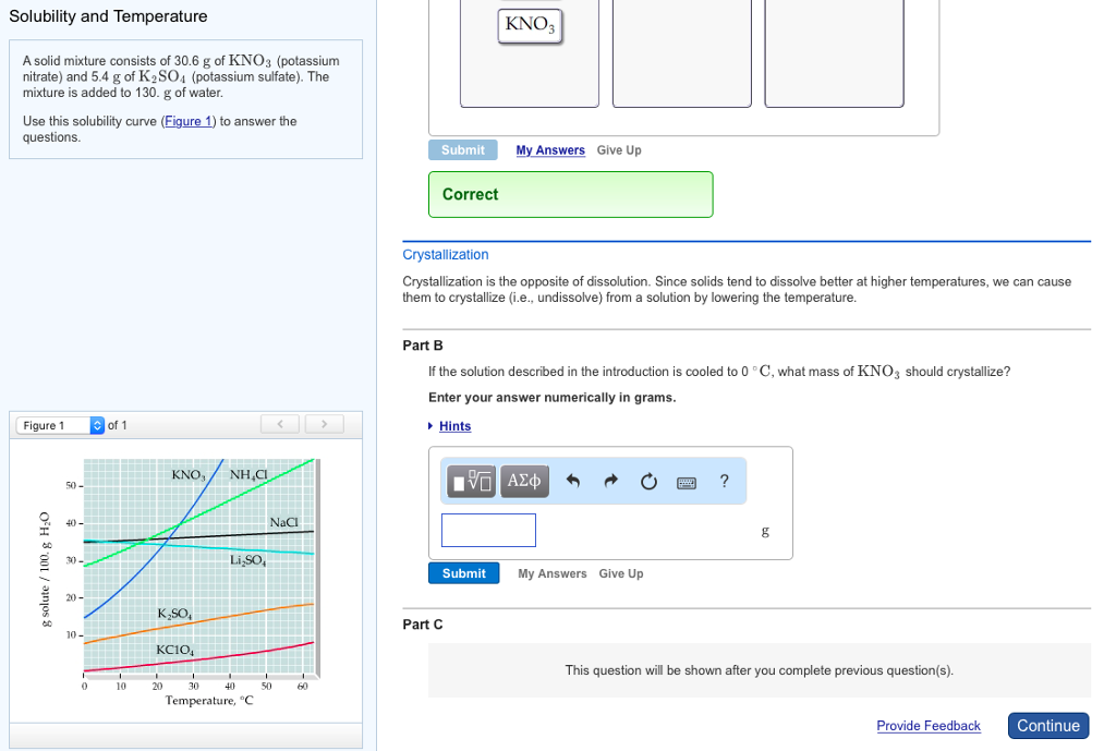 Solved Solubility and Temperature KNO3 A solid mixture | Chegg.com