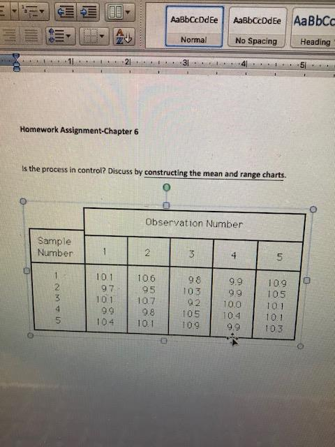 Solved Is the process in control? Discuss by constructing | Chegg.com