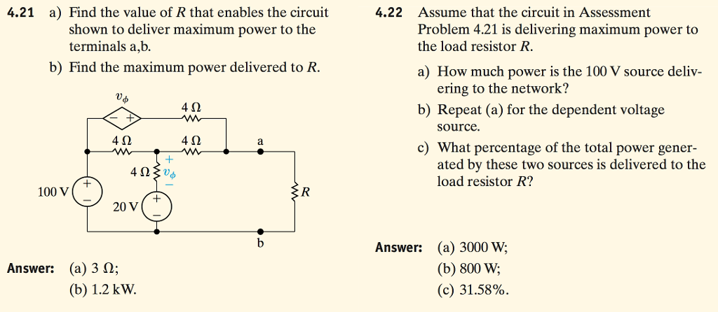 Solved a) Find the value of R that enables the circuit shown | Chegg.com