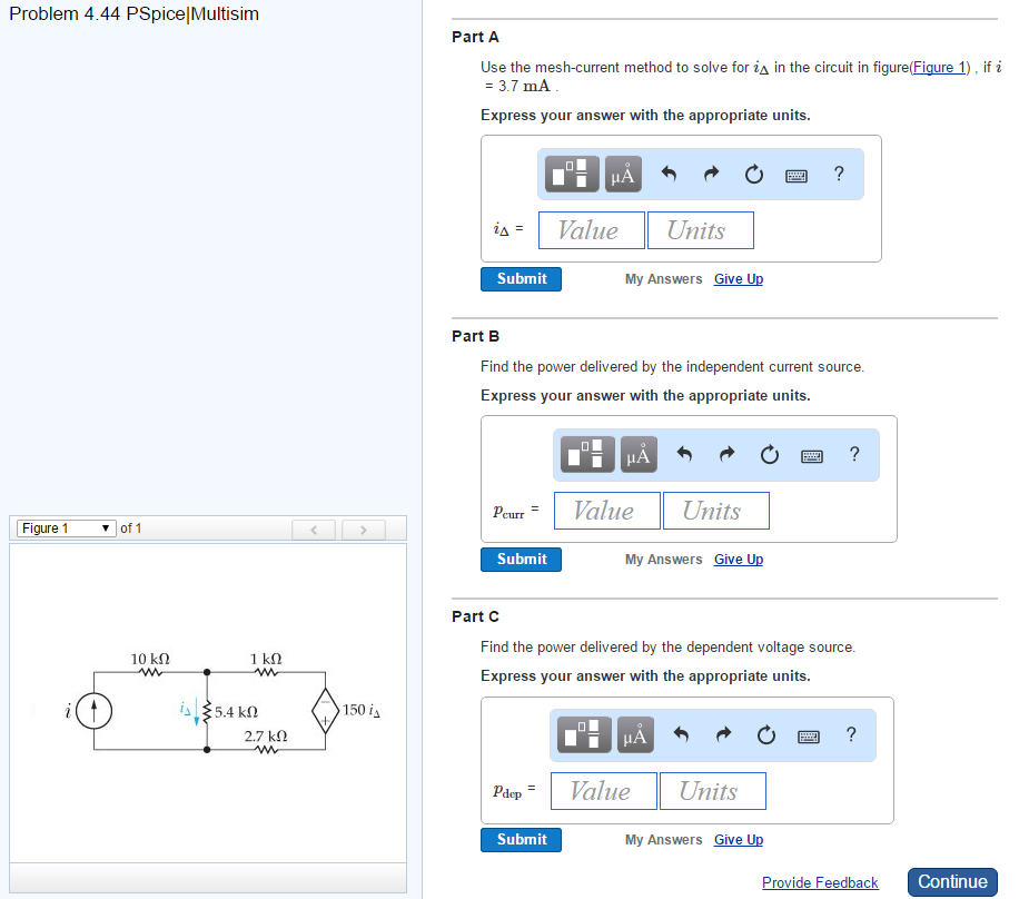 Solved Part A Use the mesh-current method to solve for iΔ | Chegg.com