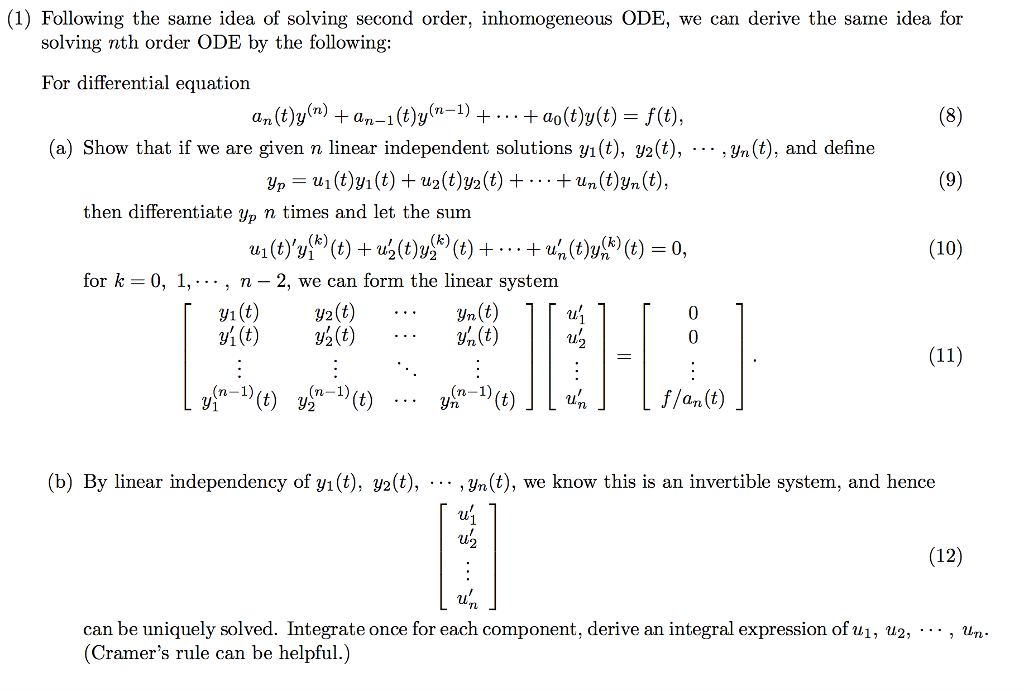 Following the same idea of solving second order, | Chegg.com