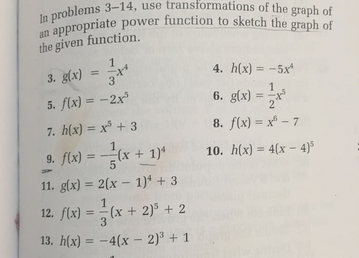 Solved In problems 3-14, use transformations of the graph of | Chegg.com