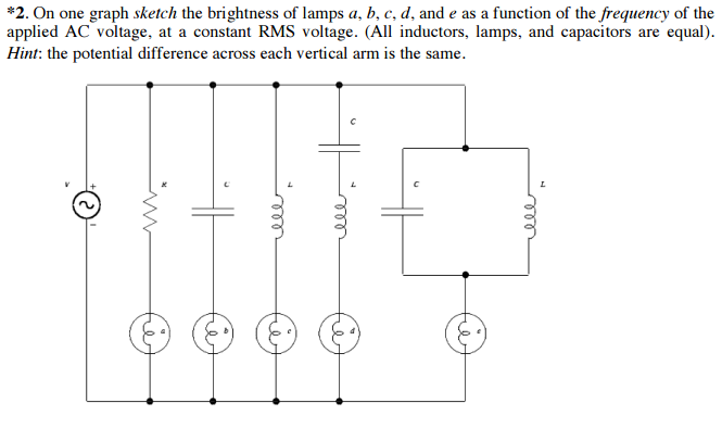 Solved On one graph sketch the brightness of lamps a, b, c, | Chegg.com