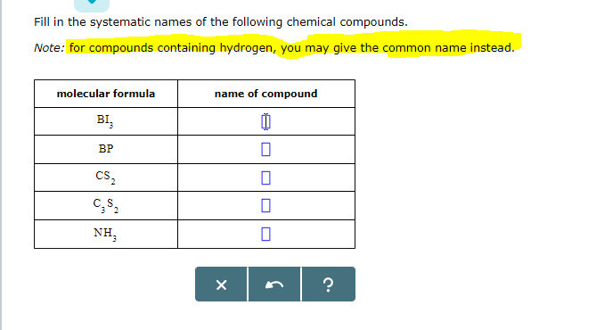 Solved Fill in the systematic names of the following | Chegg.com