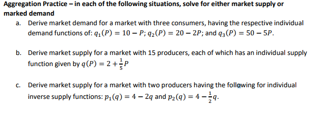 Solved Aggregation Practice-in each of the following | Chegg.com
