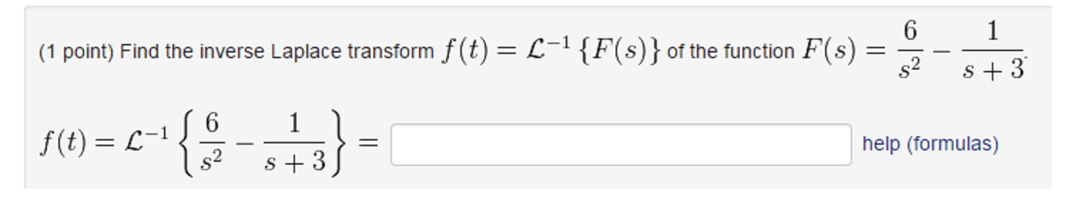 Solved Find the inverse Laplace transform f(t) = L^-1 {F(s)} | Chegg.com