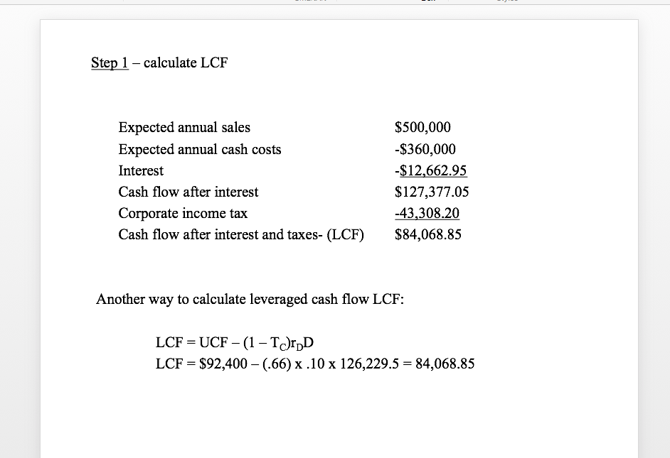 Solved Step 1 - calculate LCF Expected annual sales Expected | Chegg.com