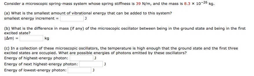 Solved Consider a microscopic spring-mass system whose | Chegg.com