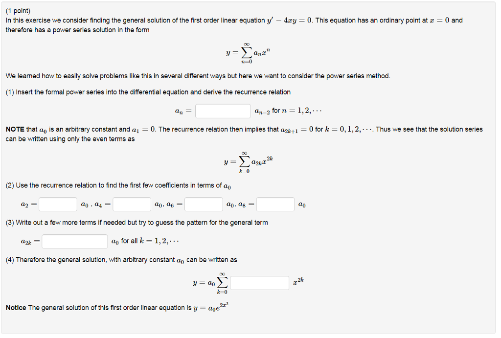 Solved In this exercise we consider finding the general | Chegg.com