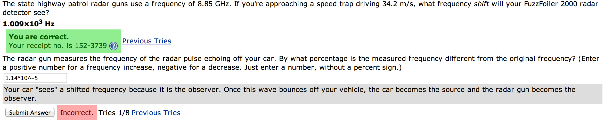 Solved The state highway patrol radar guns use a frequency | Chegg.com