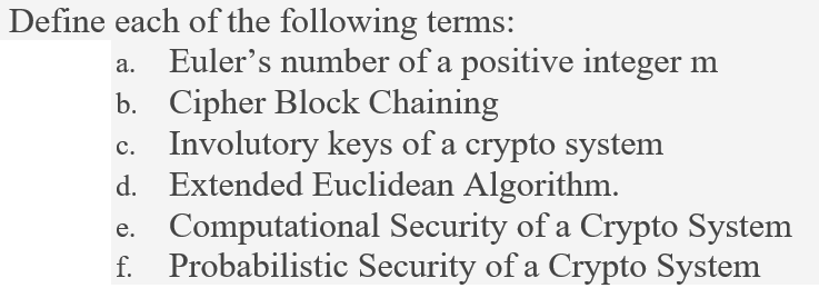 Solved Define each of the following terms: a. b. c. d. e. f. | Chegg.com