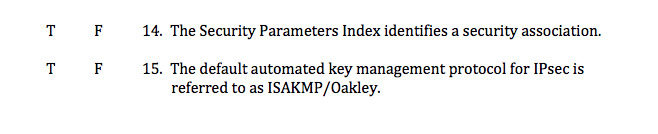 Solved TF 14. The Security Parameters Index identifies a | Chegg.com
