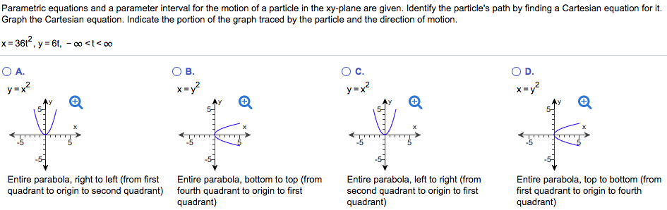 Solved Parametric Equations And A Parameter Interval For The