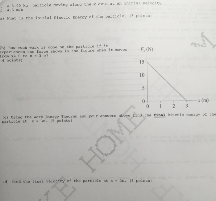 Solved A 5.00 kg particle moving along the x-axis at an | Chegg.com