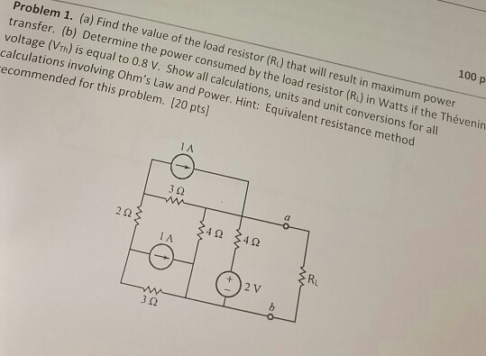 Solved Find the value of the load resistor (R_L) that will | Chegg.com