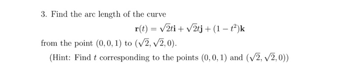 Solved Find the arc length of the curve r(t) = Squareroot 2 | Chegg.com