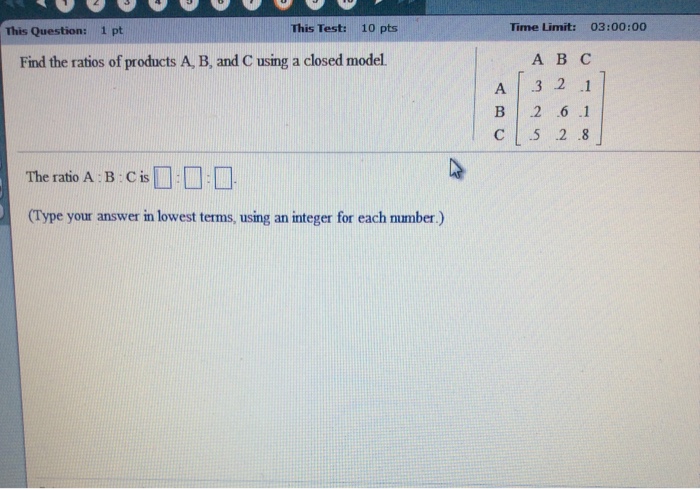 Solved Find the ratios of products A, B, and C using a | Chegg.com