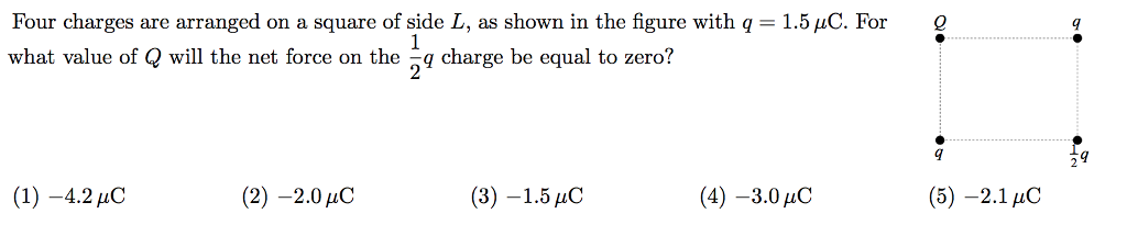 Solved Four charges are arranged on a square of side L, as | Chegg.com
