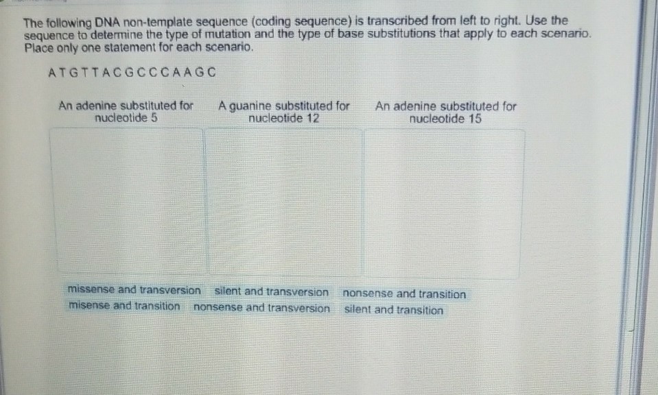 Solved The following DNA non-template sequence (coding | Chegg.com