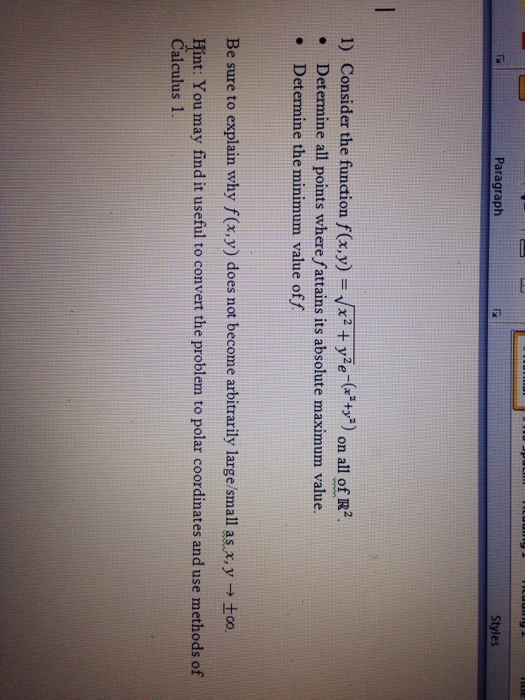 Solved 1) Consider the function f (x ,y) = square root x^2 + | Chegg.com