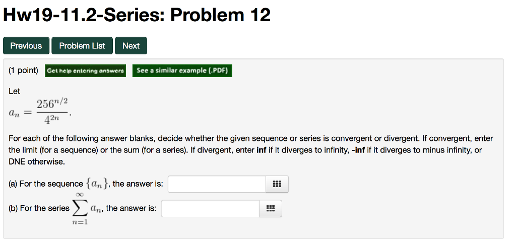Solved Hw19-11.2-Series: Problem 12 Previous Problem List | Chegg.com