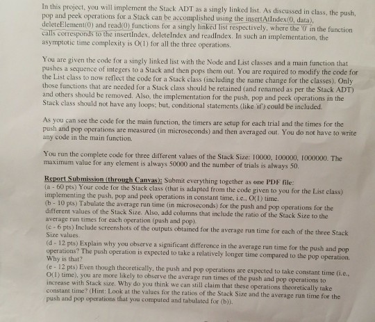 Solved as a singly linked list. As discussed in class, the | Chegg.com