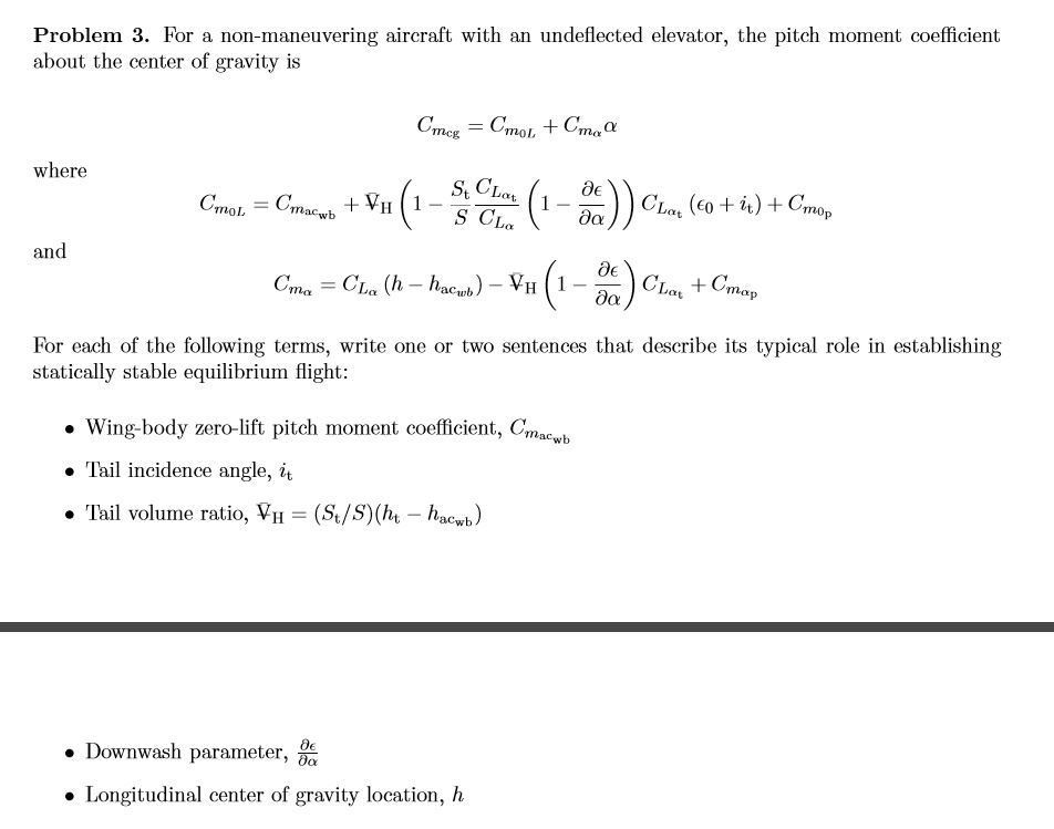 For a non-maneuvering aircraft with an undeflected | Chegg.com