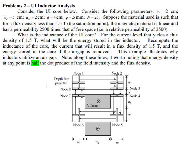 Solved Problems 2 - UI Inductor Analysis Consider the UI | Chegg.com