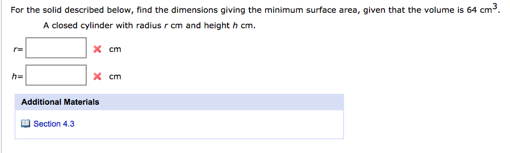 For the solid described below, find the dimensions | Chegg.com