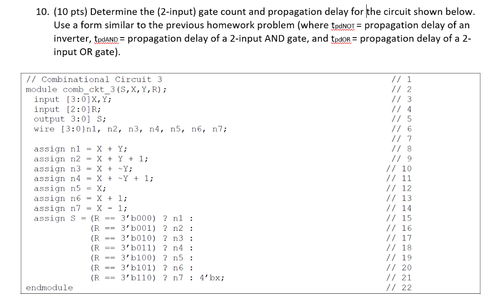 Solved 10. (10 pts) Determine the (2-input) gate count and | Chegg.com