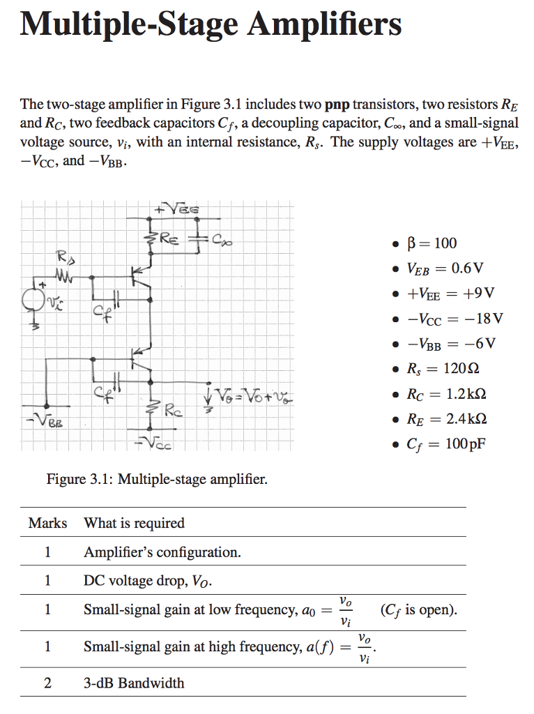 Solved Multiple-Stage Amplifiers The two-stage amplifier in | Chegg.com