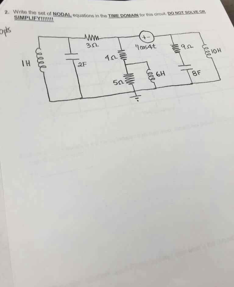 Solved Write the set of NODAL equations in the TIME DOMAIN | Chegg.com