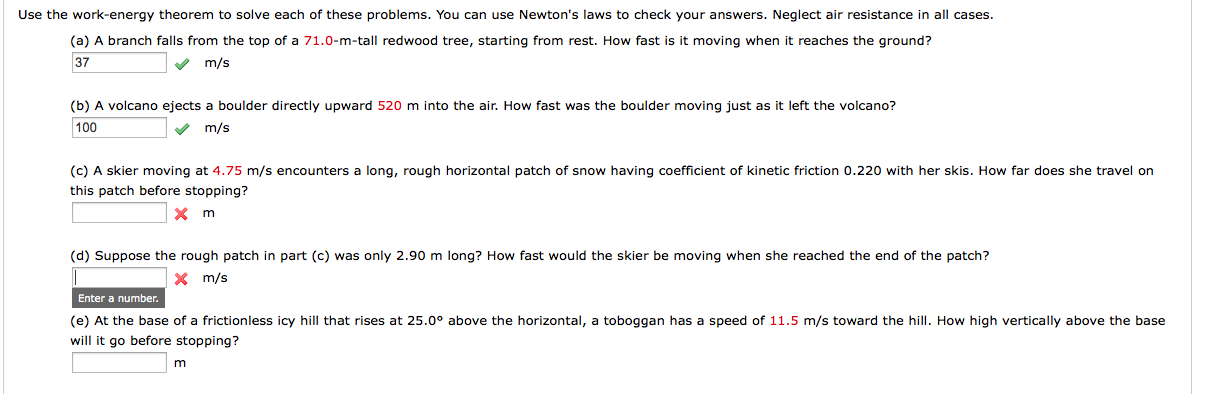 Solved Use the work-energy theorem to solve each of these | Chegg.com