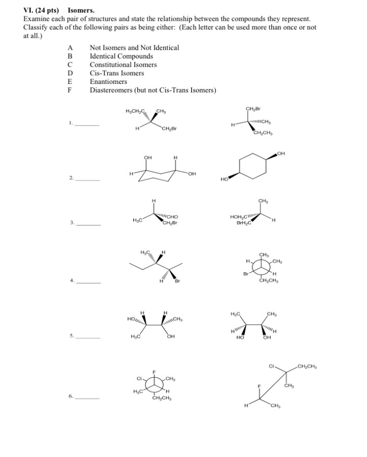 Solved Examine each pair of structures and state the | Chegg.com