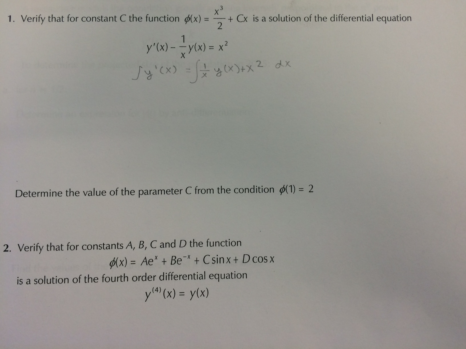 Solved Verify that for constant C the function phi (x) = | Chegg.com
