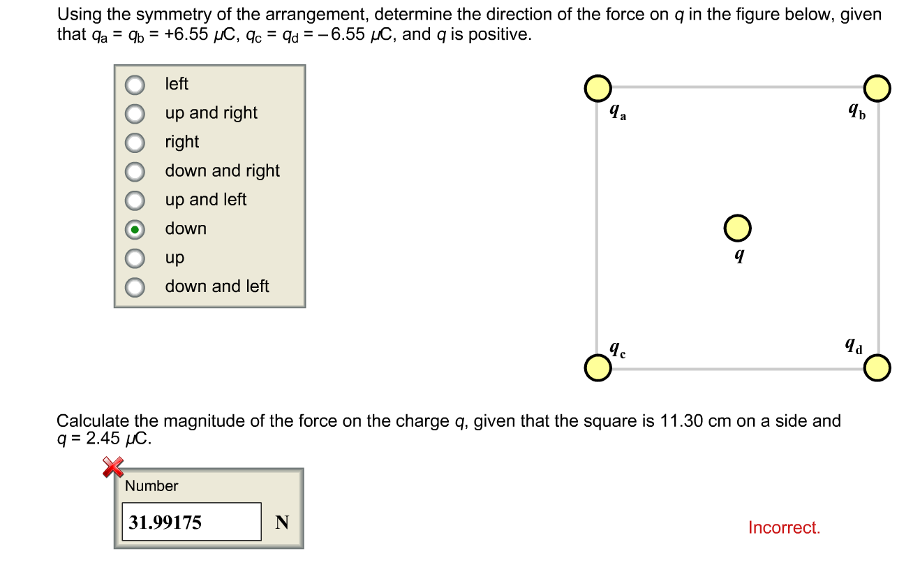 Solved Calculate The Magnitude Of The Force On The Charge Q