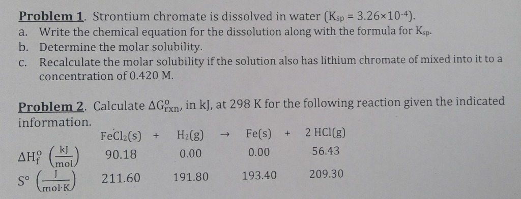Solved Problem 1. Strontium chromate is dissolved in water | Chegg.com