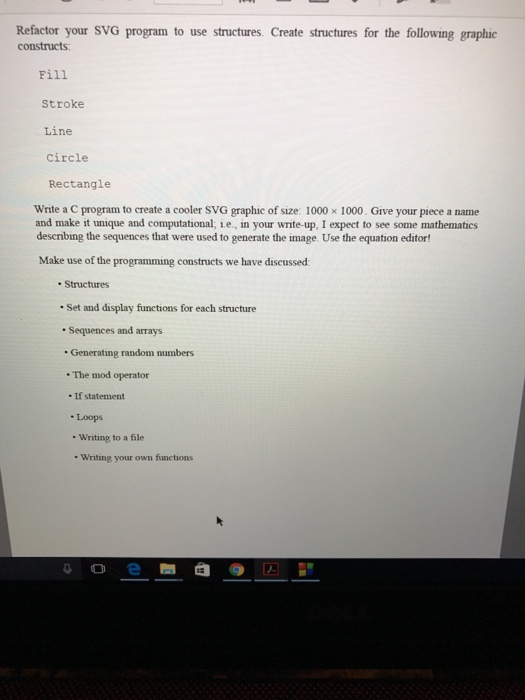 Solved Refactor your SVG program to use structures Create | Chegg.com