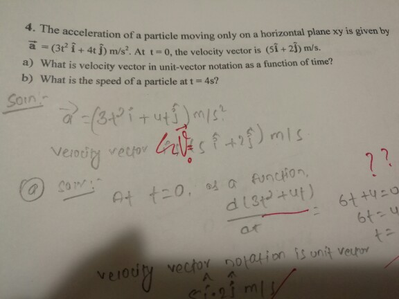 Solved 4. The e acceleration of a particle moving only on a | Chegg.com