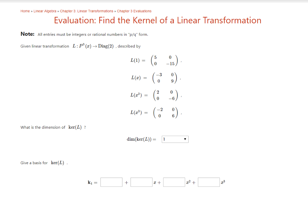 Solved Home Linear Algebra Chapter 3: Linear Transformations | Chegg.com