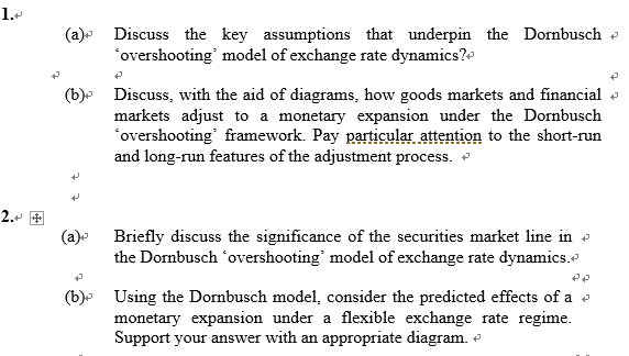 Solved 1. (a Discuss the key assumptions that underpin the | Chegg.com