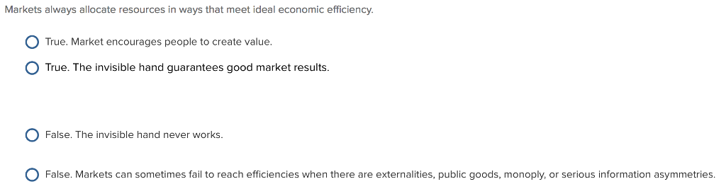 Solved Markets always allocate resources in ways that meet | Chegg.com